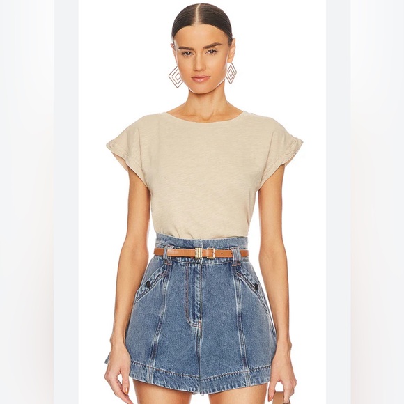 bobi | Tops | Revolve Bobi La Size S Boatneck Flutter Sleeve Tee Shirt ...